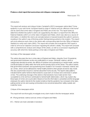 DD310 TMA04 - In this TMA, you are asked to write a formulation report ...