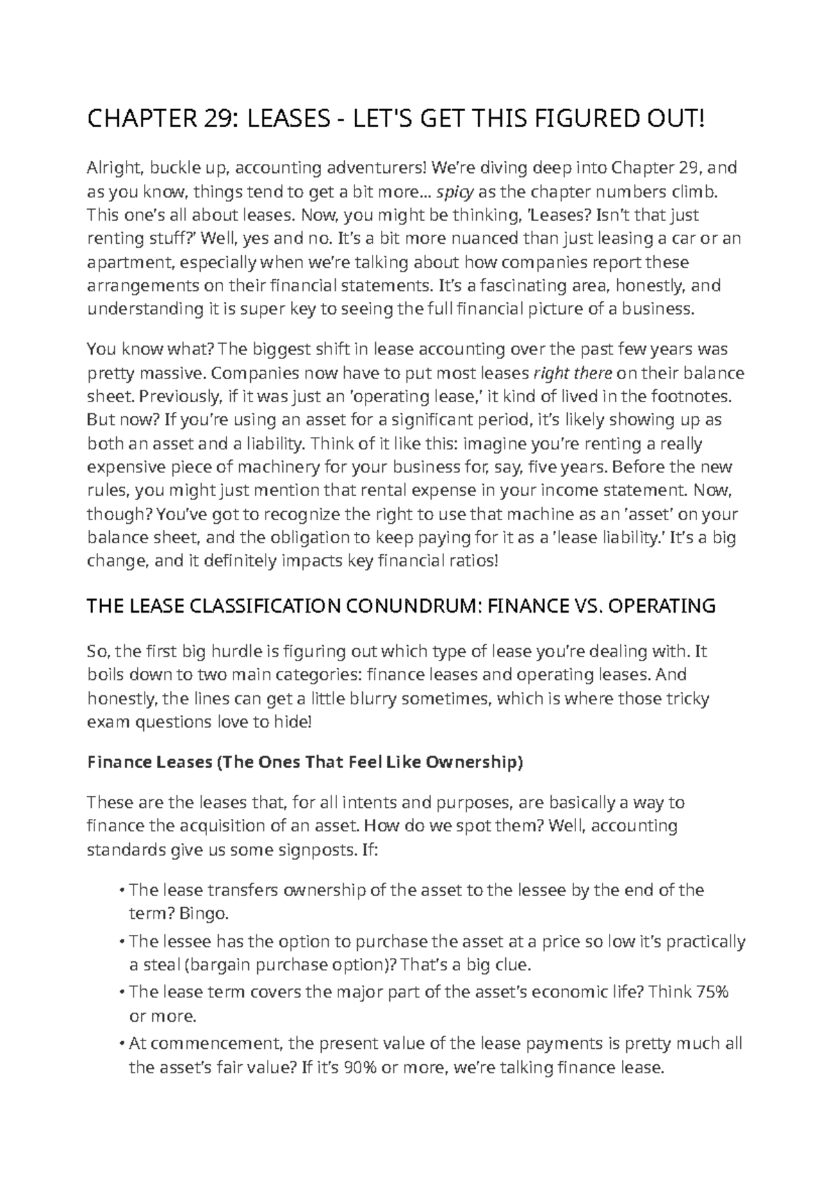 Intermediate Accounting Ch29: Understanding Leases and Their Impact ...