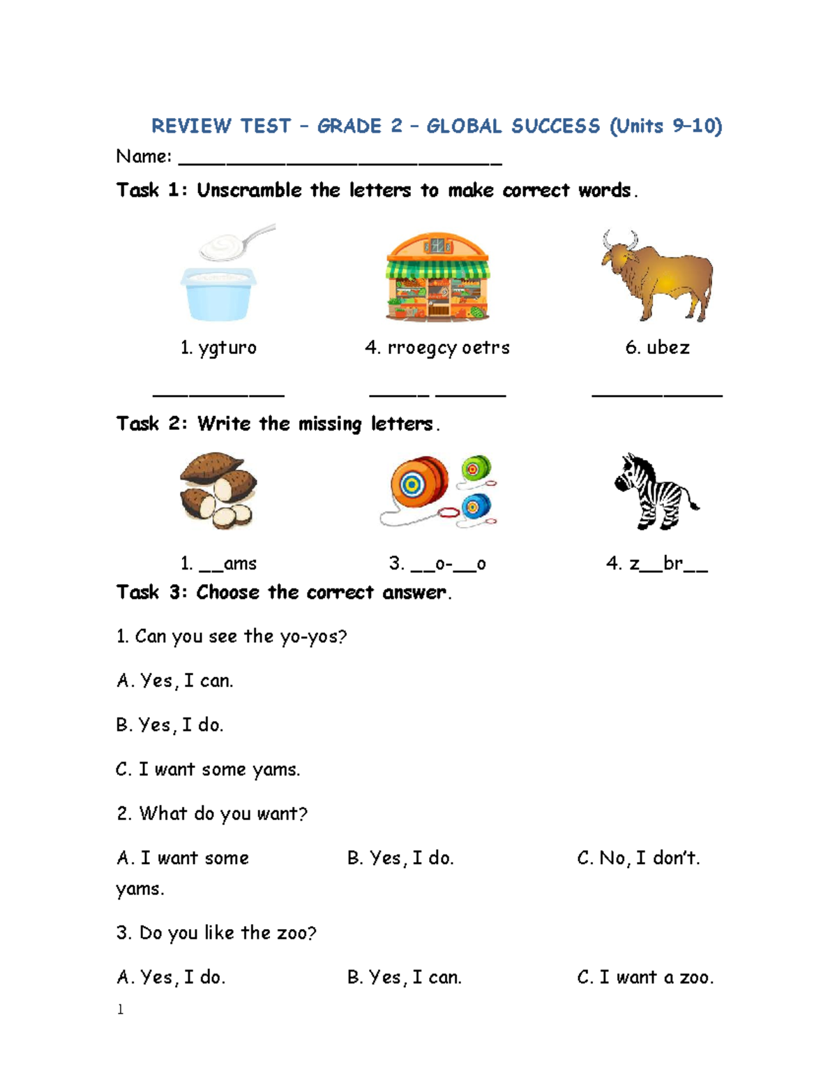 REVIEW TEST GRADE 2 GLOBAL SUCCESS: Language Skills Practice - Studocu