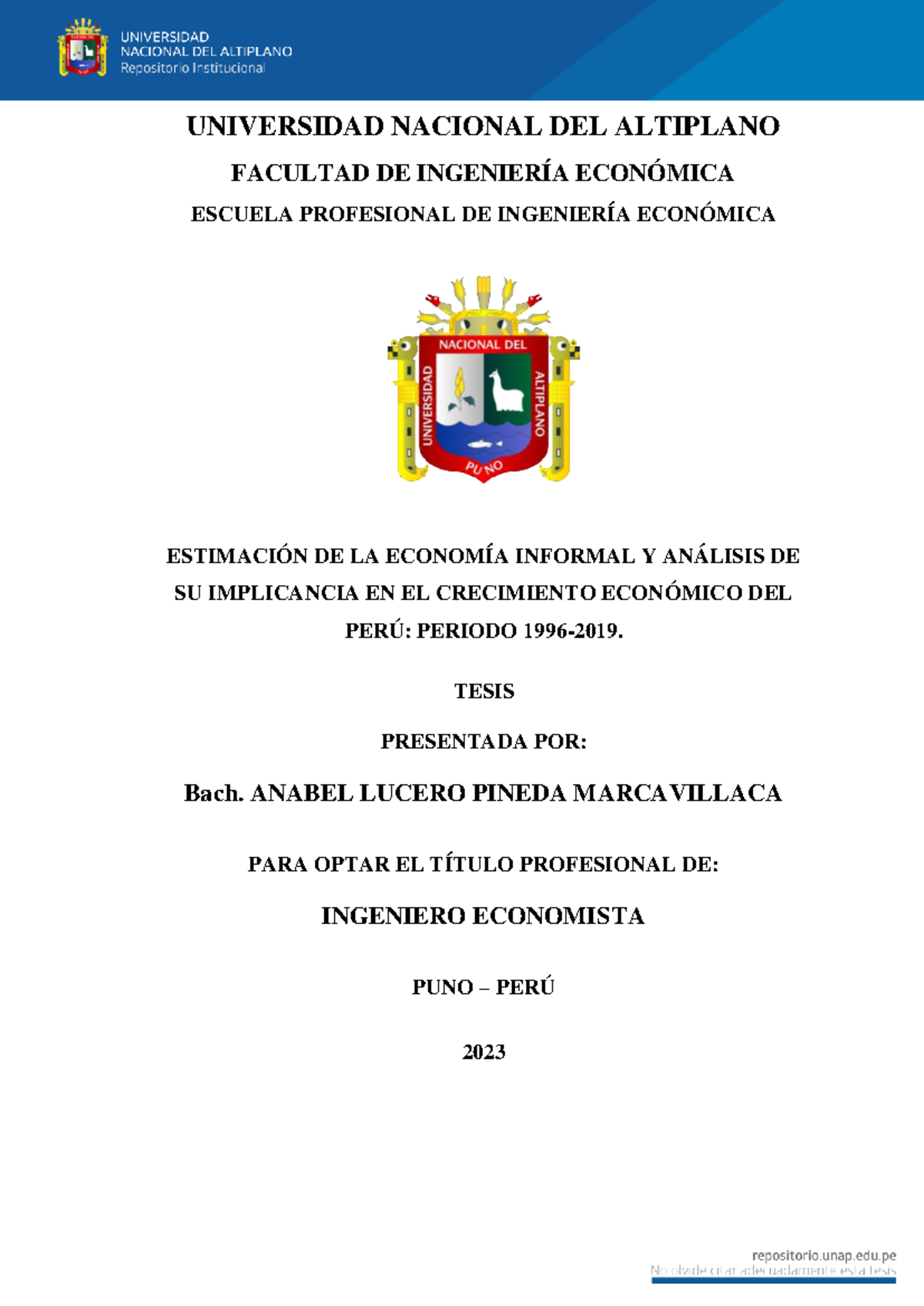 Estimación de la Economía Informal y su Impacto en el Crecimiento ...