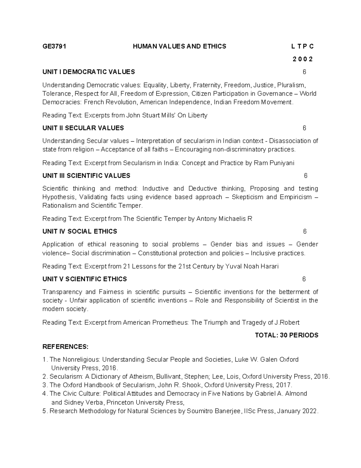 GE3791 - Human Values and Ethics: Lecture Notes and Key Concepts - Studocu