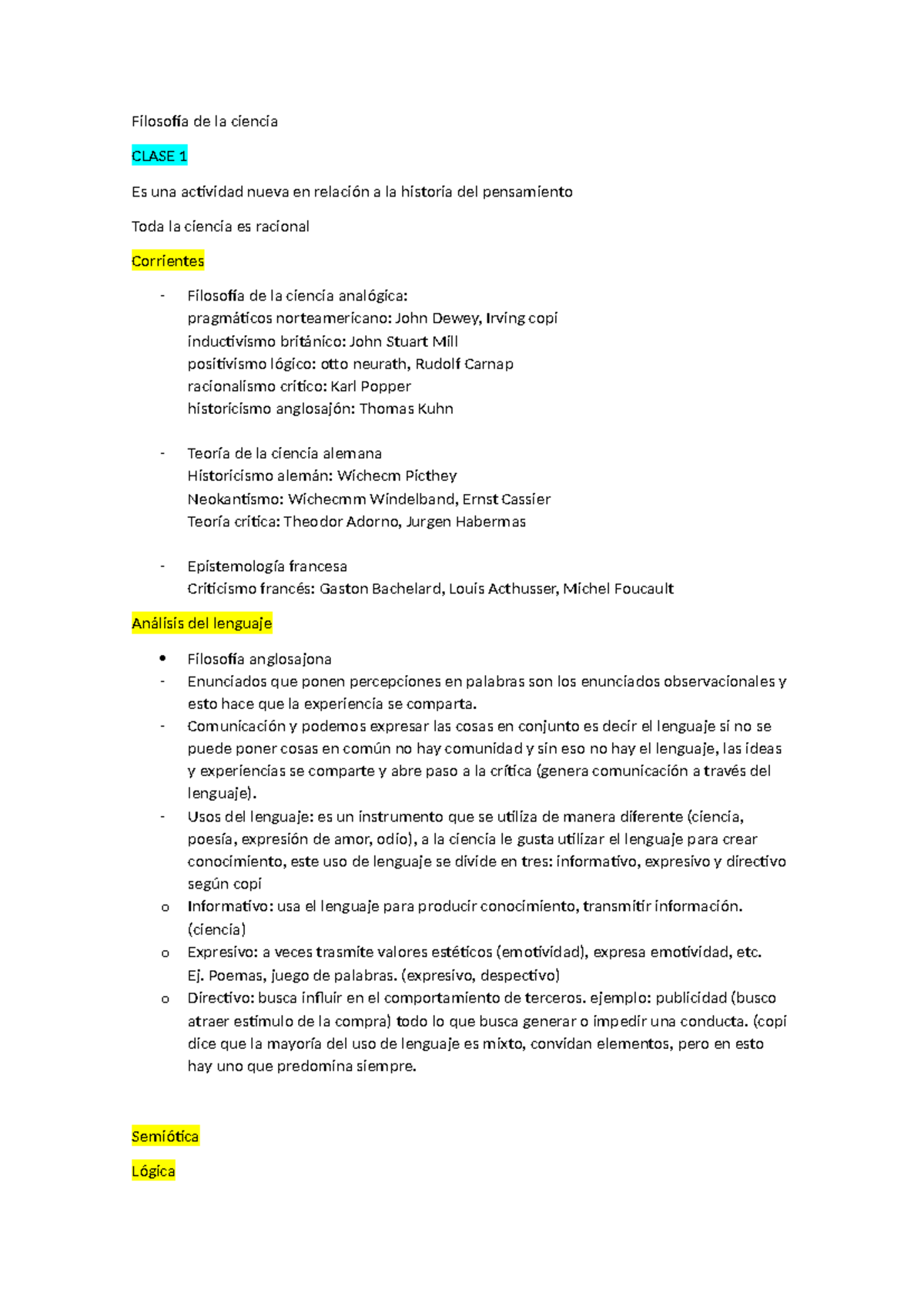 Filosofía de la ciencia - Filosofía de la ciencia CLASE 1 Es una ...