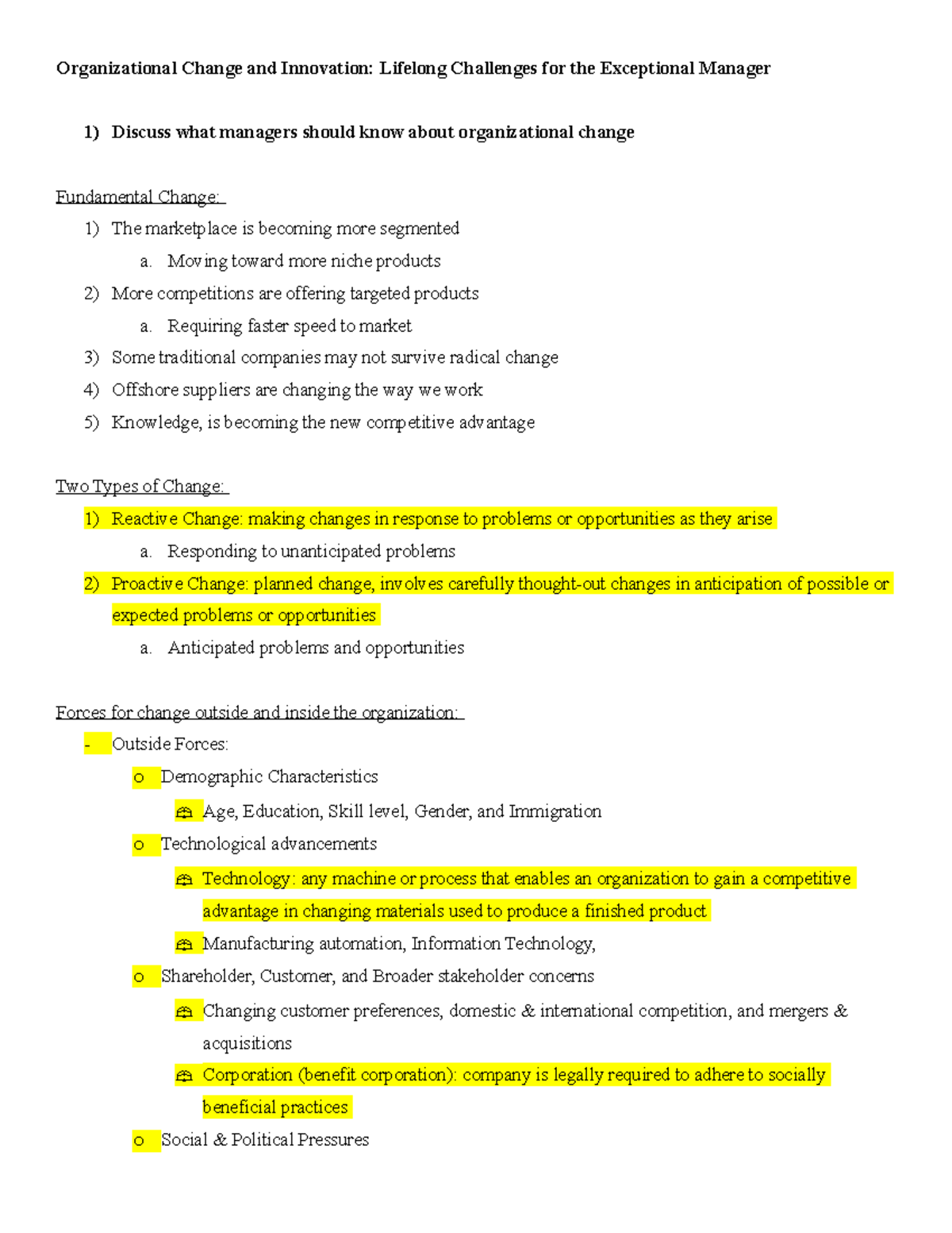 BUSN Chapter 10 Notes - Organizational Change and Innovation: Lifelong ...