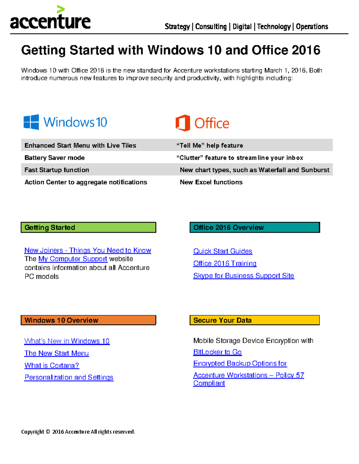 Getting Started with Windows 10 and Office 2016 - Copyright © 2016 ...