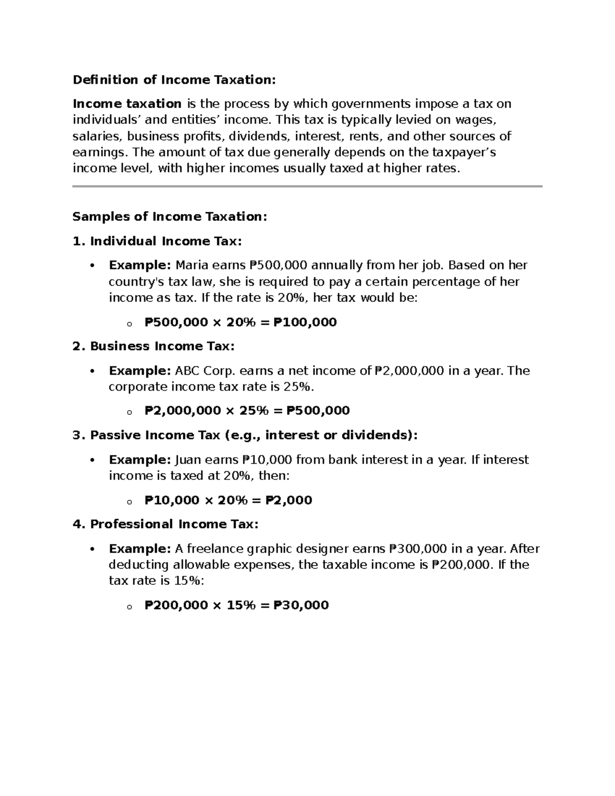 Income Taxation Overview: Definitions & Examples - Studocu