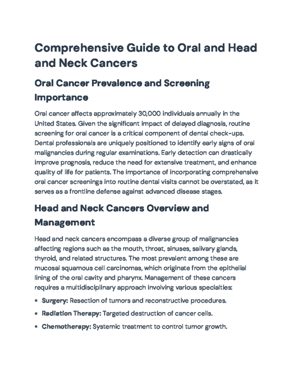 Comprehensive Overview of Oral & Head/Neck Cancers: Prevalence ...