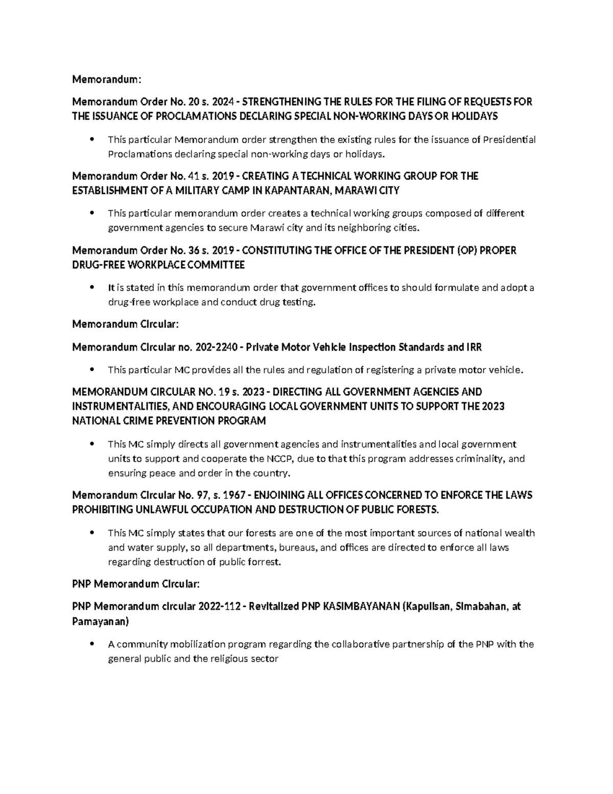 Technical English 2: Analysis of Recent Memorandum Orders & Circulars ...