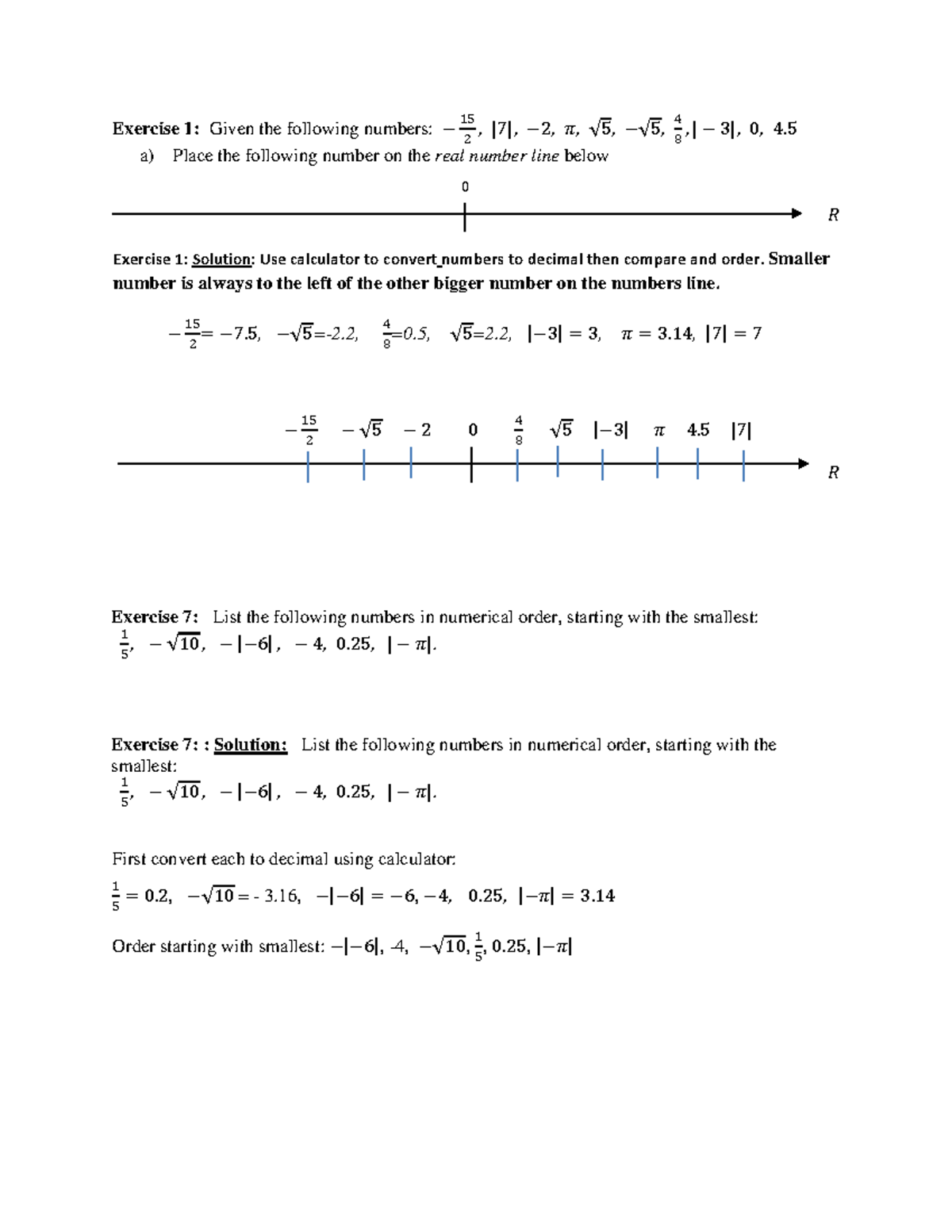 Math 149 002 Test 1 Review: Exercises on Real Numbers & Scientific ...