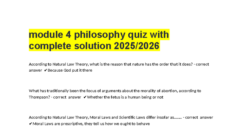 Module 4 Philosophy Quiz Solutions 2025 - Studocu