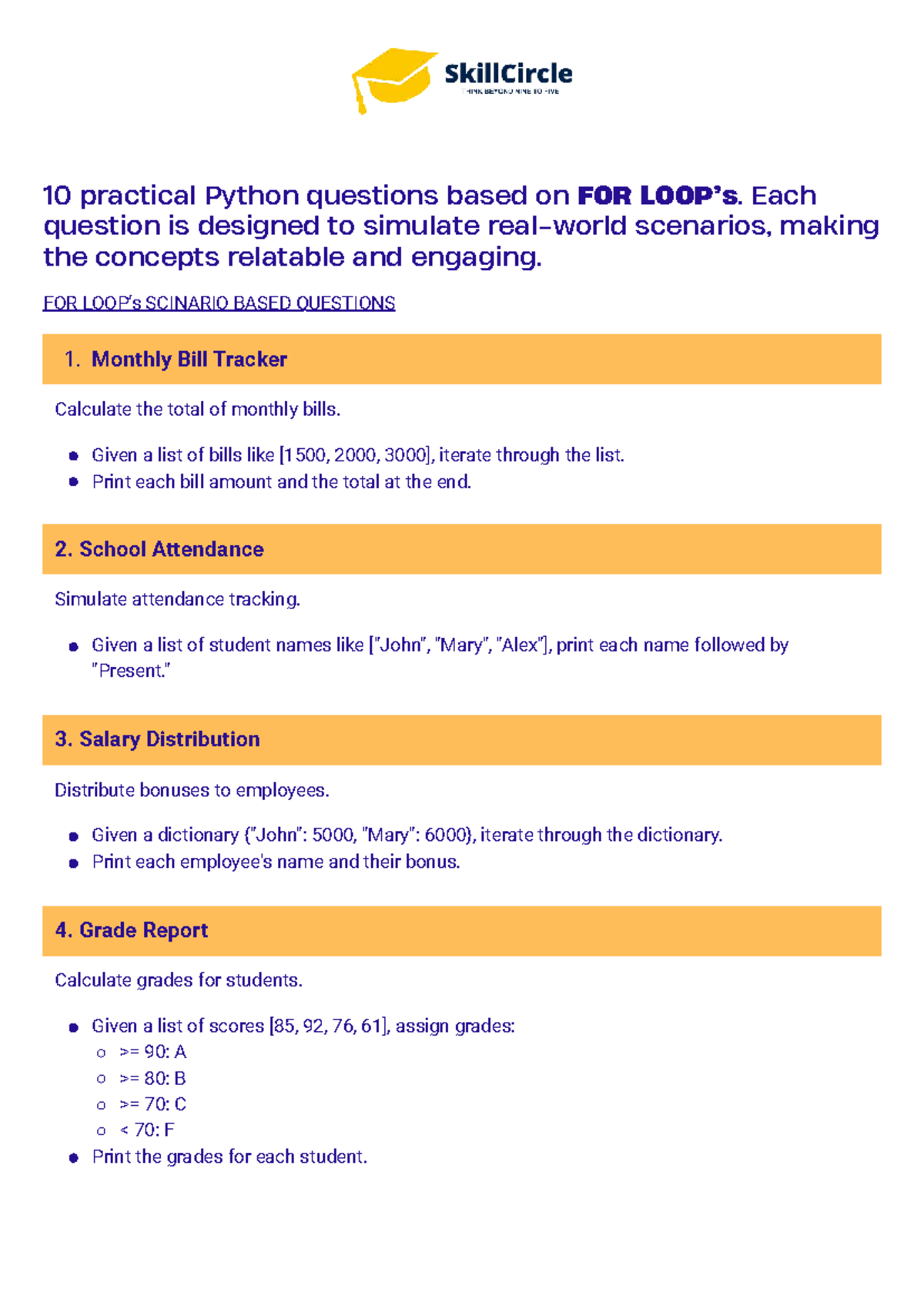3717366-Python For Loops: Practical Scenario-Based Questions - Studocu