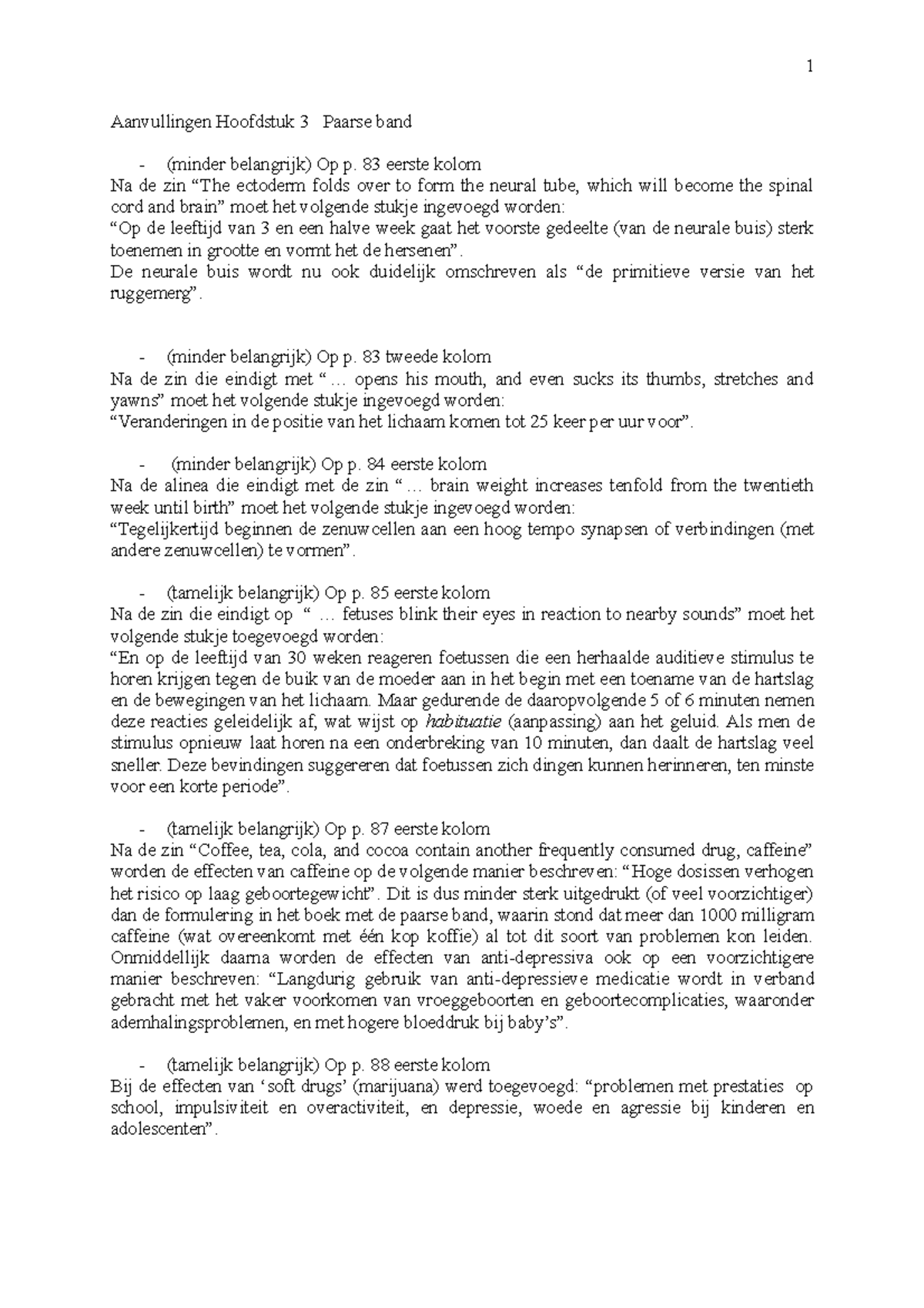 Aanvullingen handboek Ontwikkelingspsychologie Hoofdstuk 3 ...