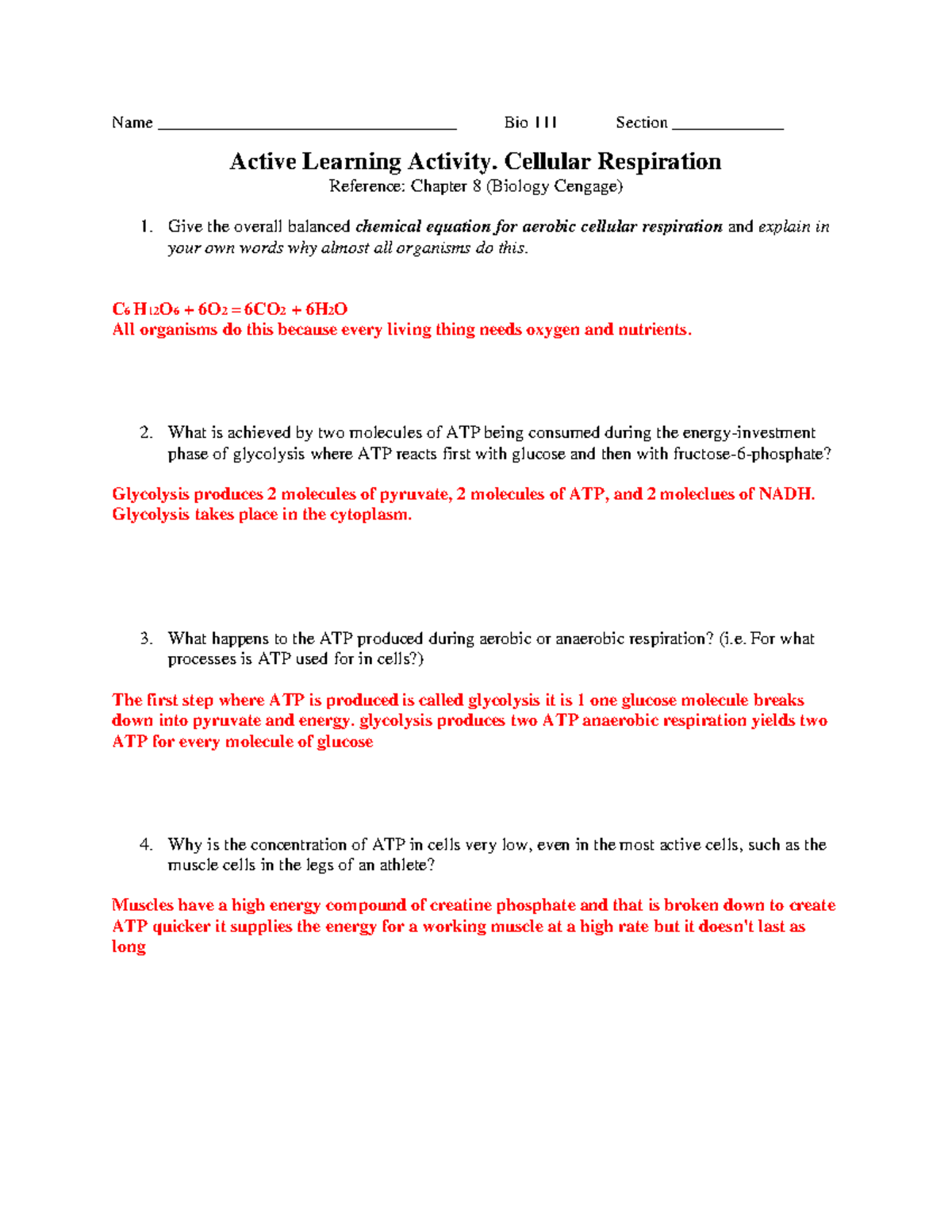 Cellular Respiration Activity Guide - Bio 111 Final Exam - Studocu
