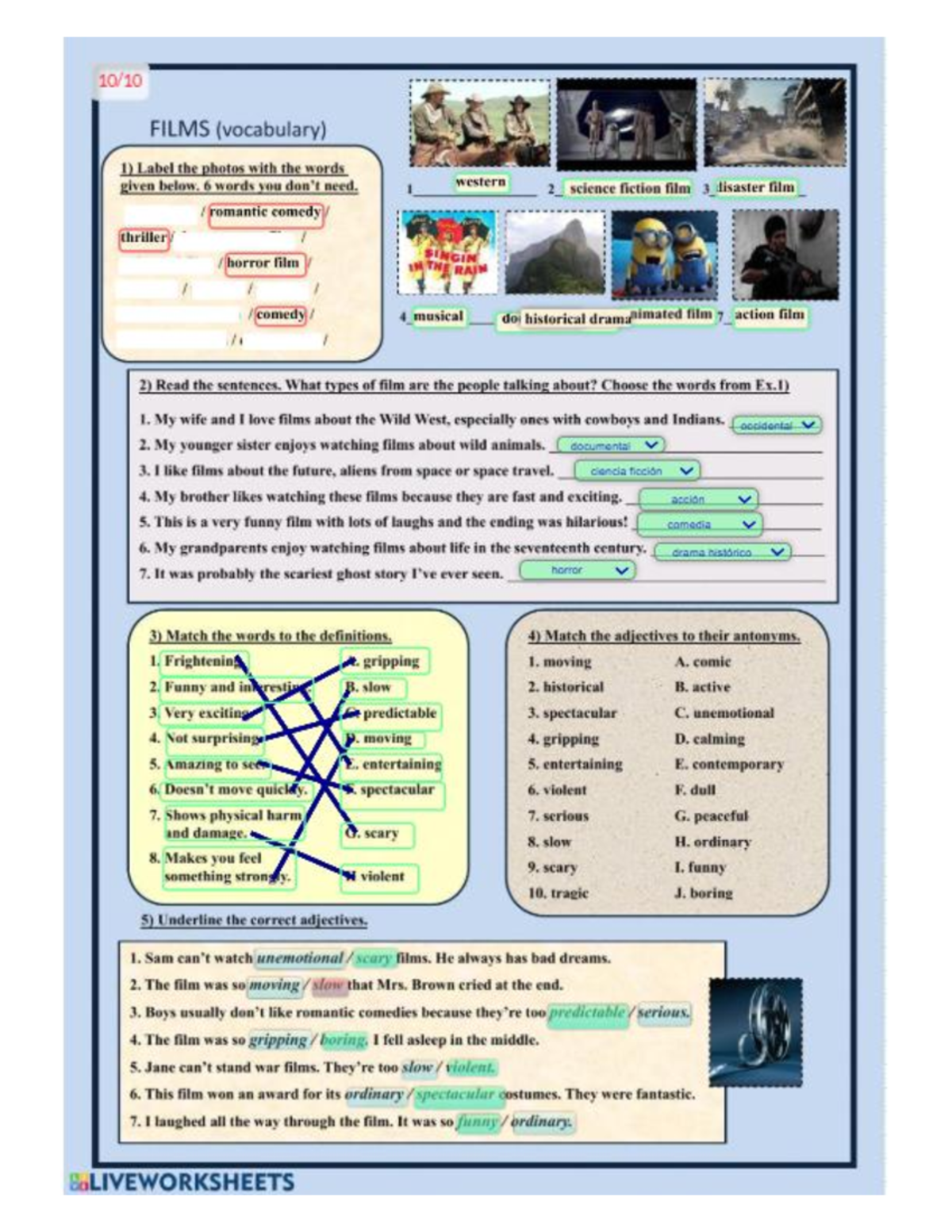 B FILMS Vocabulary: Types of Movies and Descriptive Adjectives - Studocu