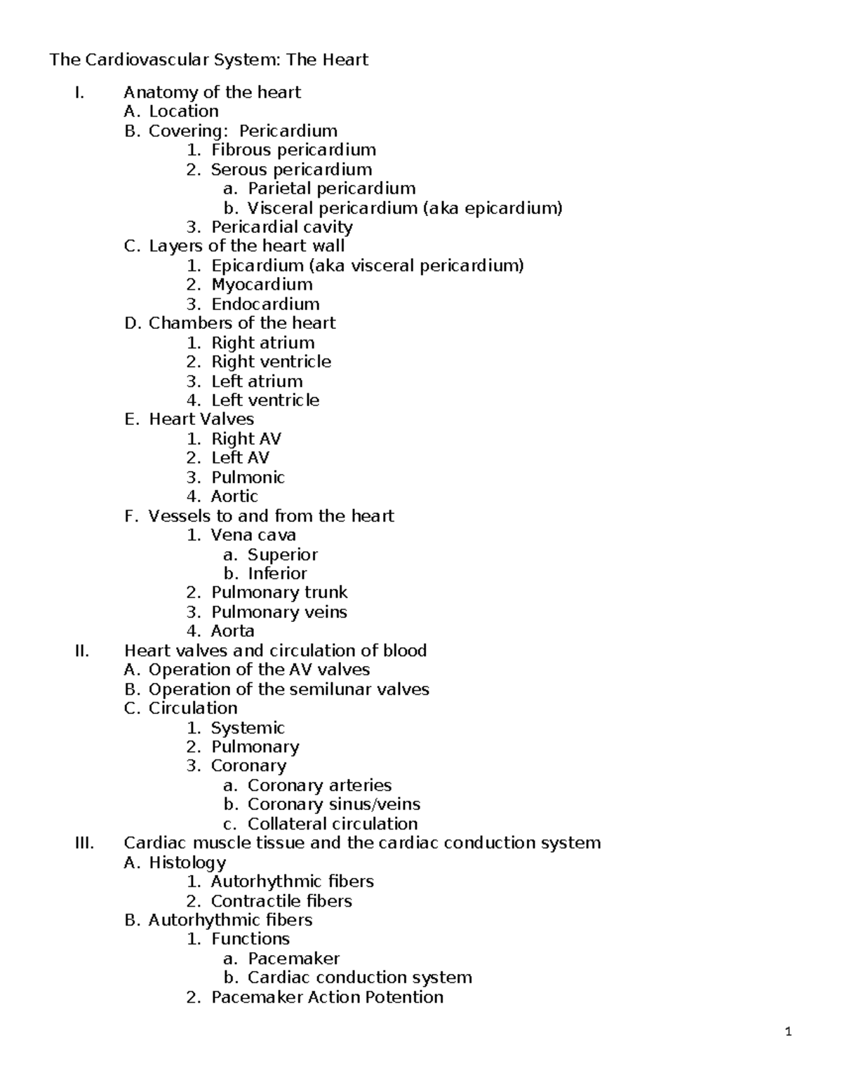 The Cardiovascular System: The Heart Study Guide (Final Exam) - Studocu