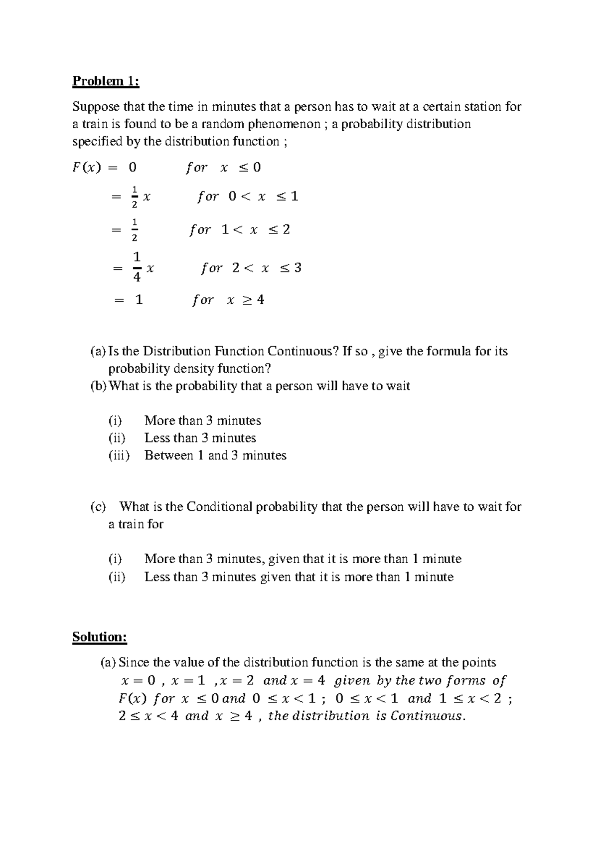 Module II Distribution Function: Probability Analysis and Solutions ...