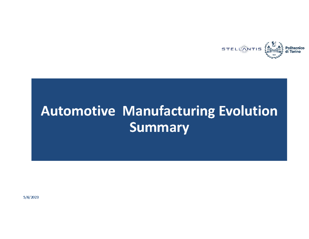 Automotive Evolution Summary for Engineering Course (ENG 101) - Studocu