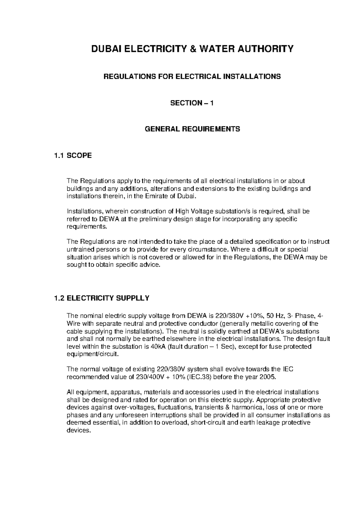 DEWA Regulations for Electrical Installations: Comprehensive Guide ...