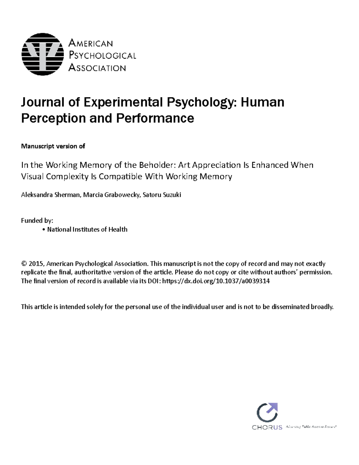 Art Appreciation and Visual Complexity: Insights from Working Memory ...