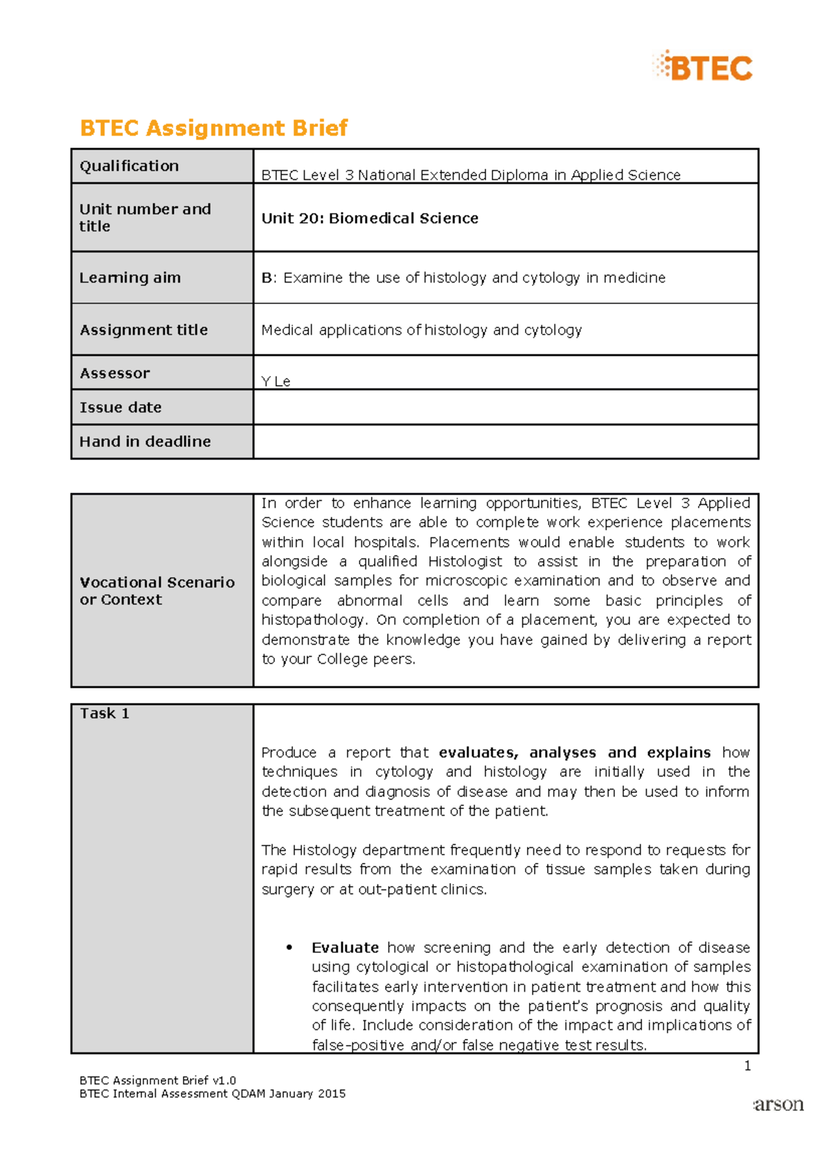 Unit%2020B%20Assignment%20Brief%20-%20YLE - BTEC Assignment Brief ...