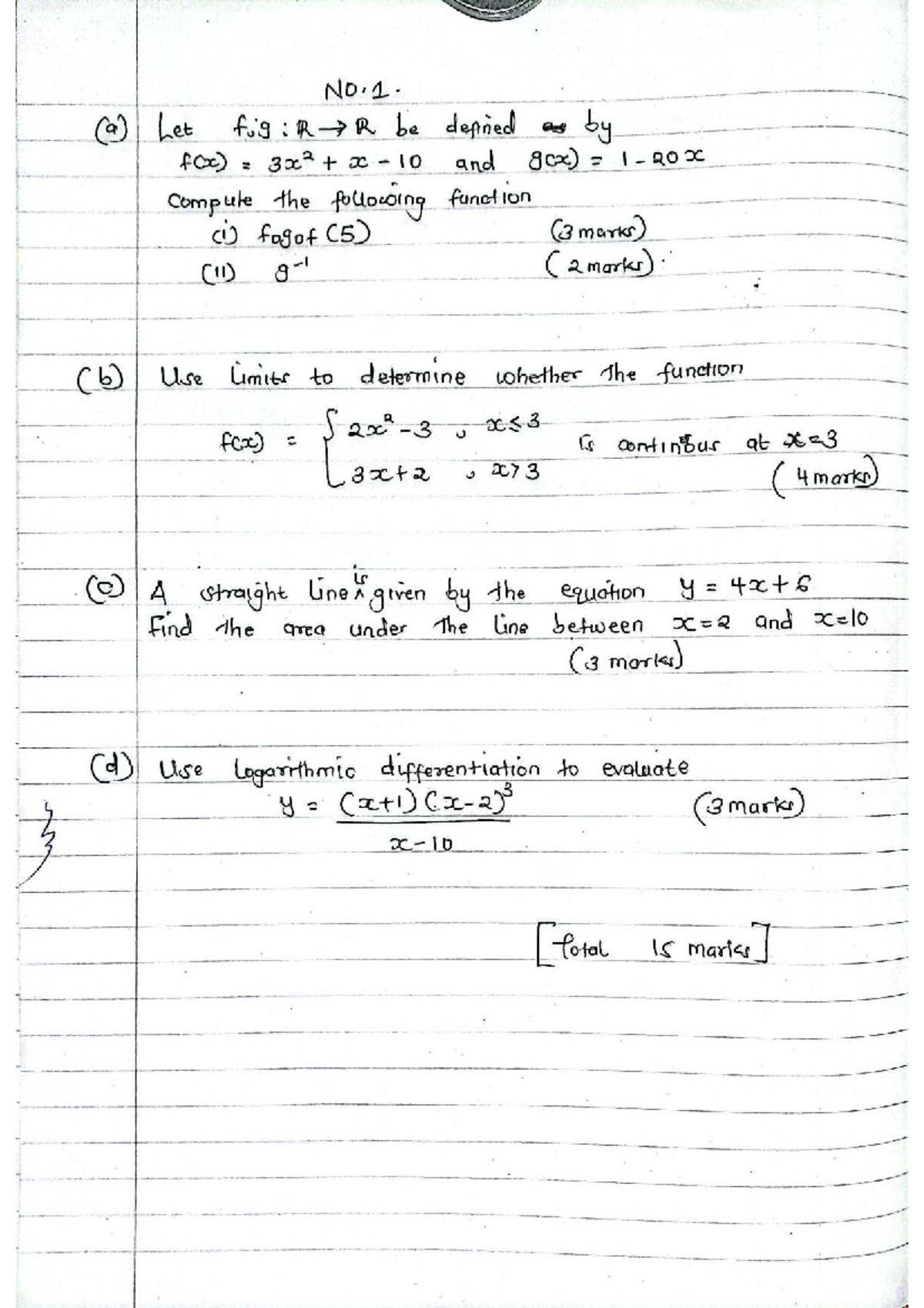 SMA 2172 Final Exam: Functions, Limits, and Differentiation - Studocu