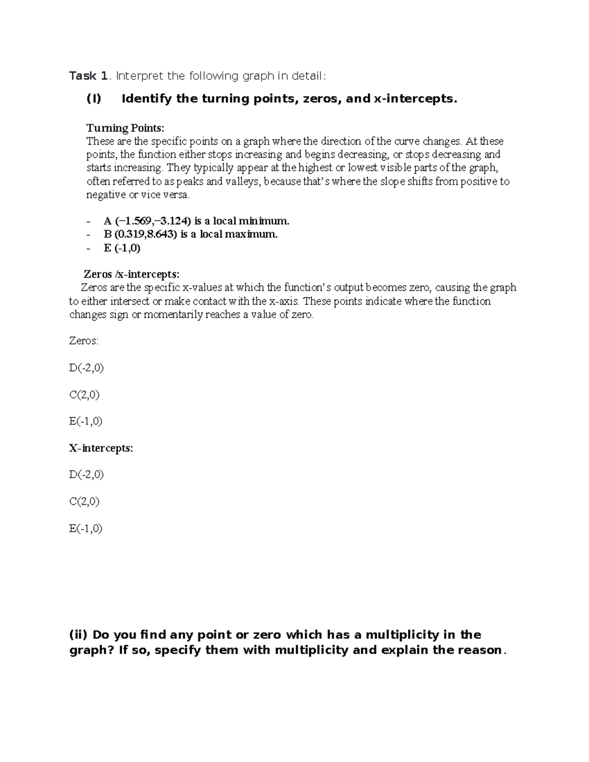Unit 4 Math 1201: Detailed Analysis of Graphs and Polynomials - Studocu