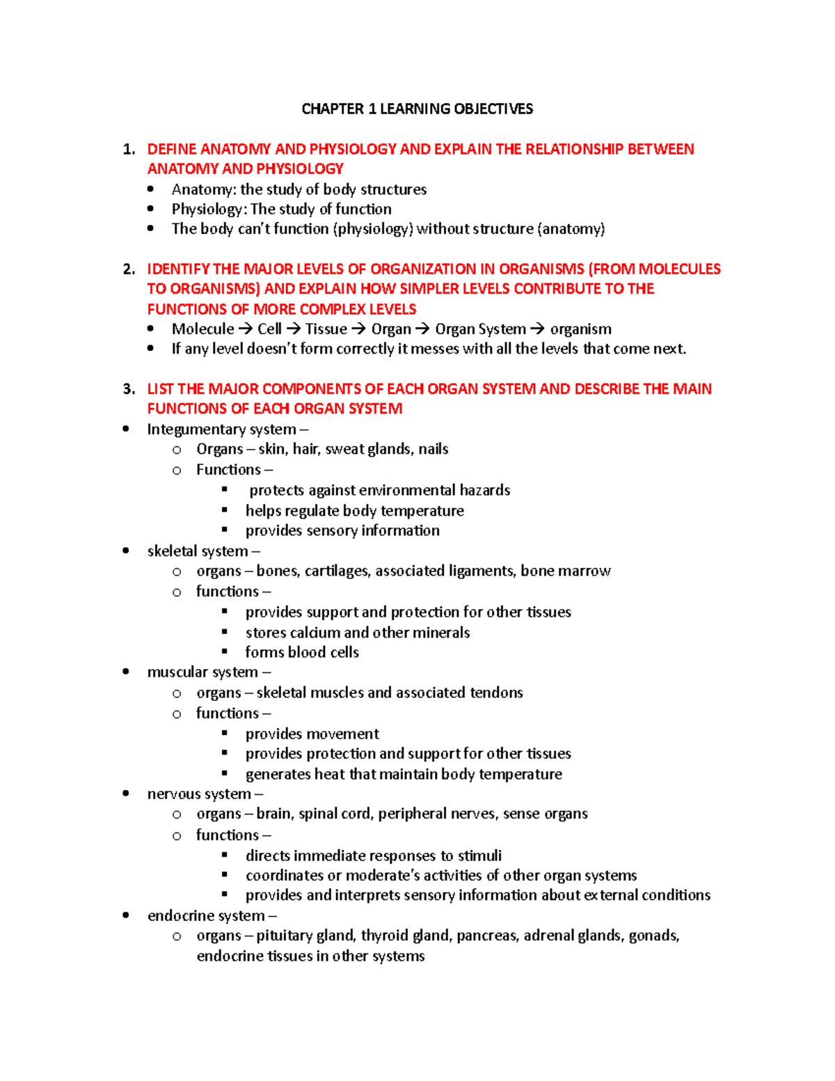 Chapter 1 Learning Objectives - CHAPTER 1 LEARNING OBJECTIVES 1. DEFINE ...