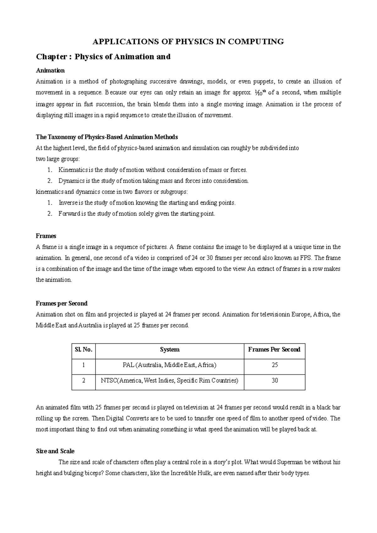Physics 101: Animation and Motion Principles - Study Notes - Studocu