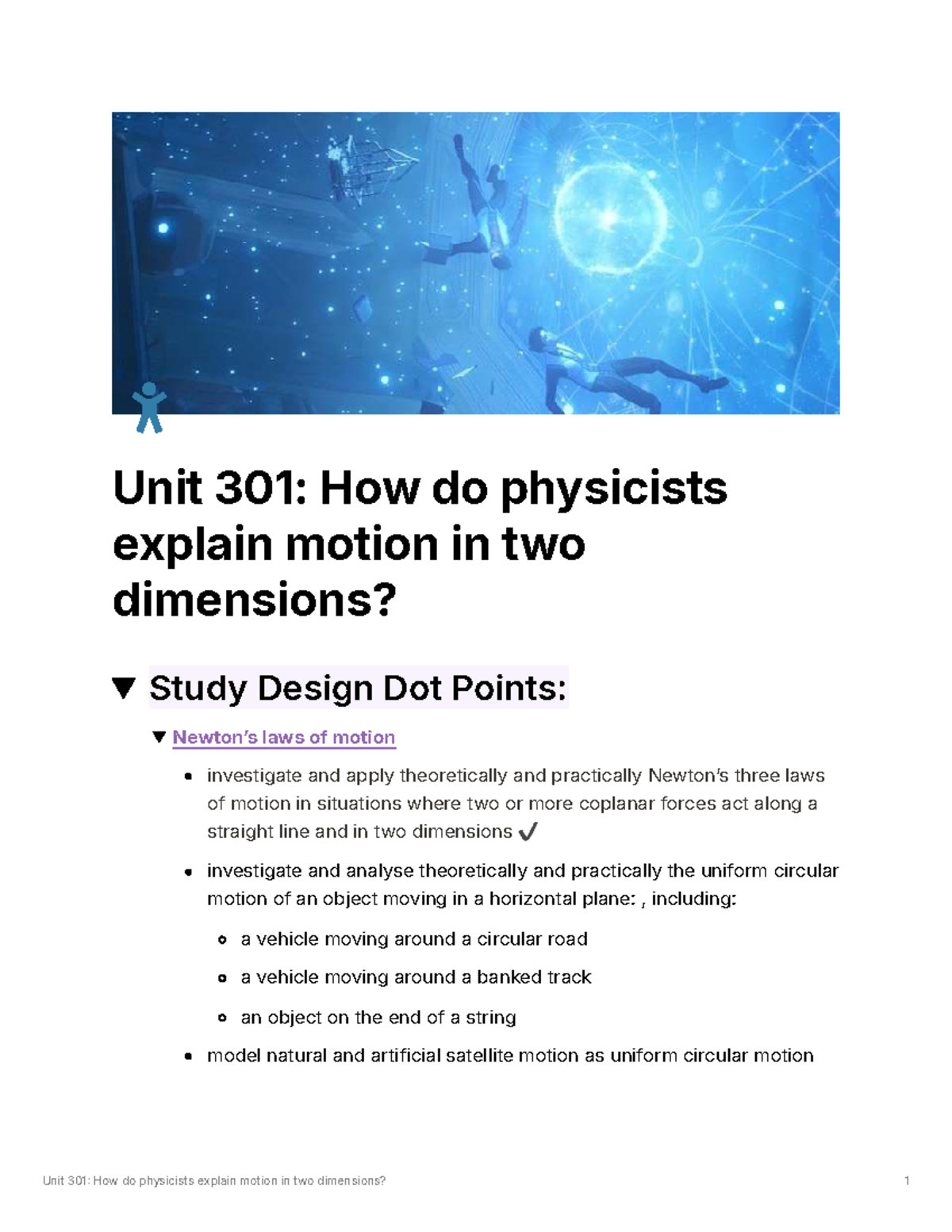 Unit 301: Understanding Motion in Two Dimensions - Key Concepts and ...
