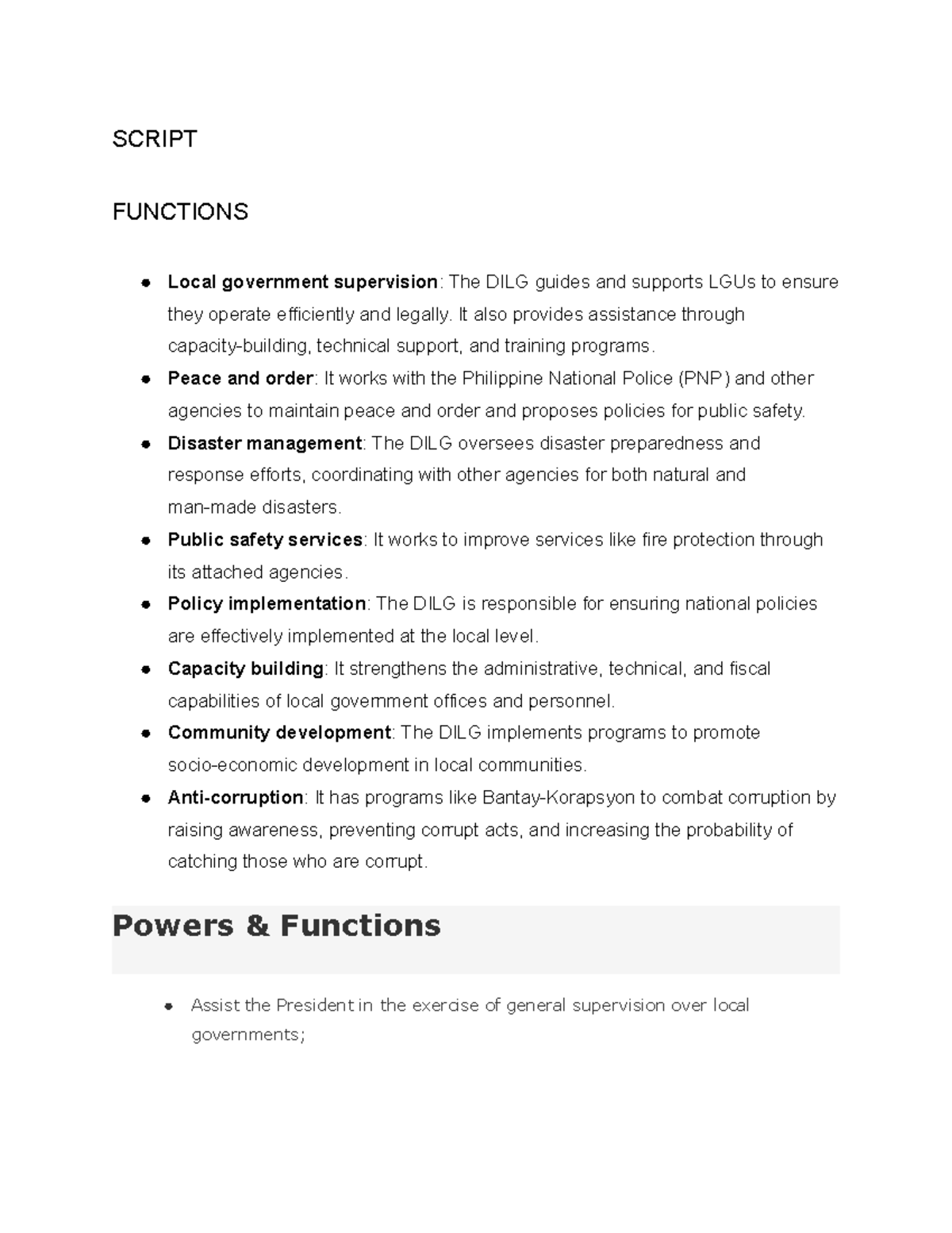 DILG Functions and Roles in Local Governance and Public Safety - Studocu
