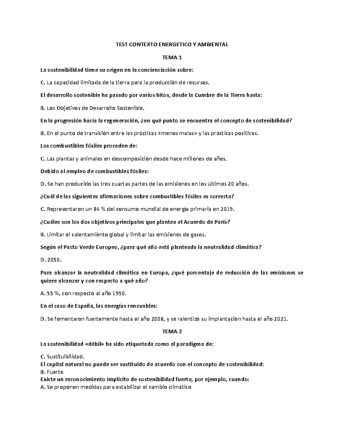 TEST CONTEXTO ENERGÉTICO Y AMBIENTAL - TEMA 1 A 10 - Studocu