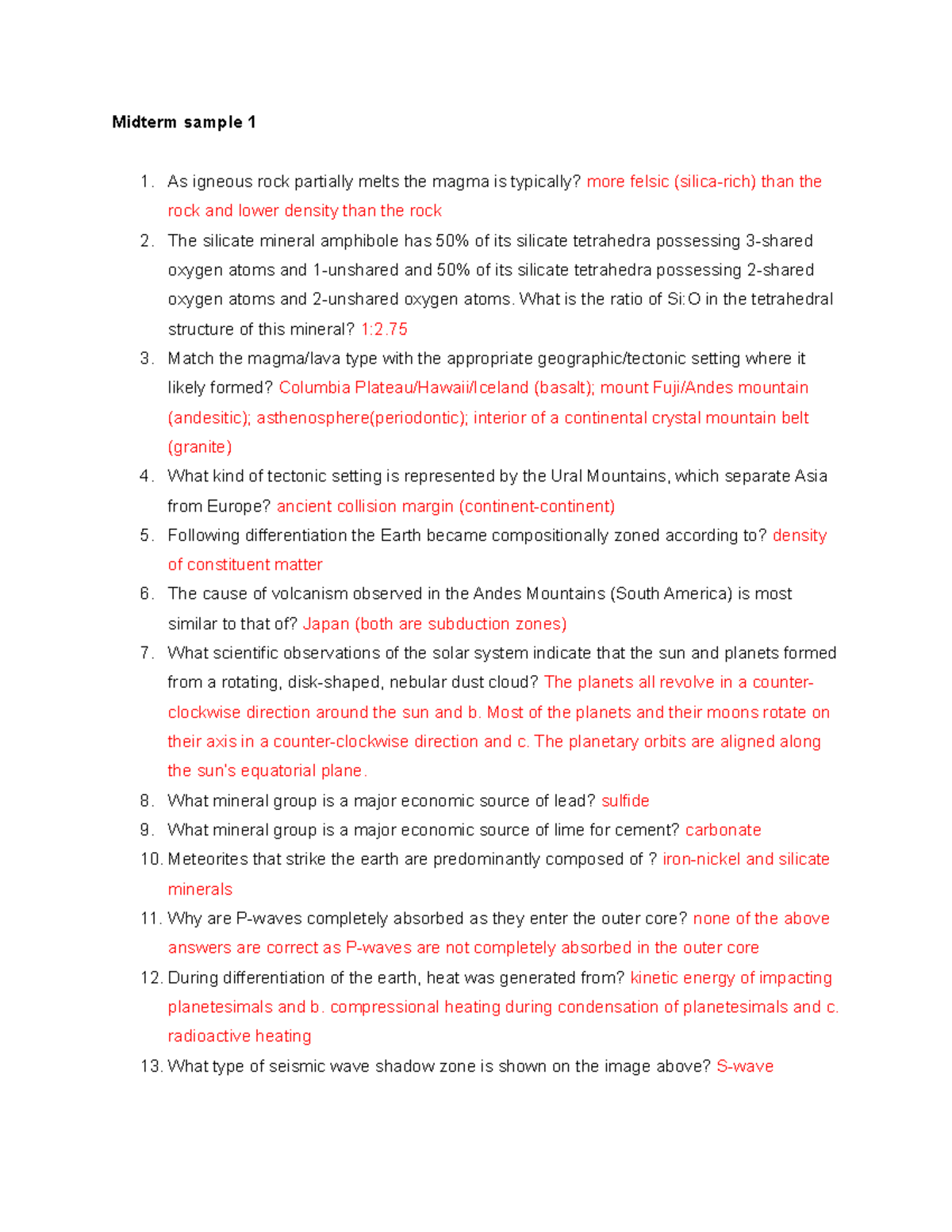 Ess 101 midterm 1 Q - Midterm sample 1 As igneous rock partially melts ...