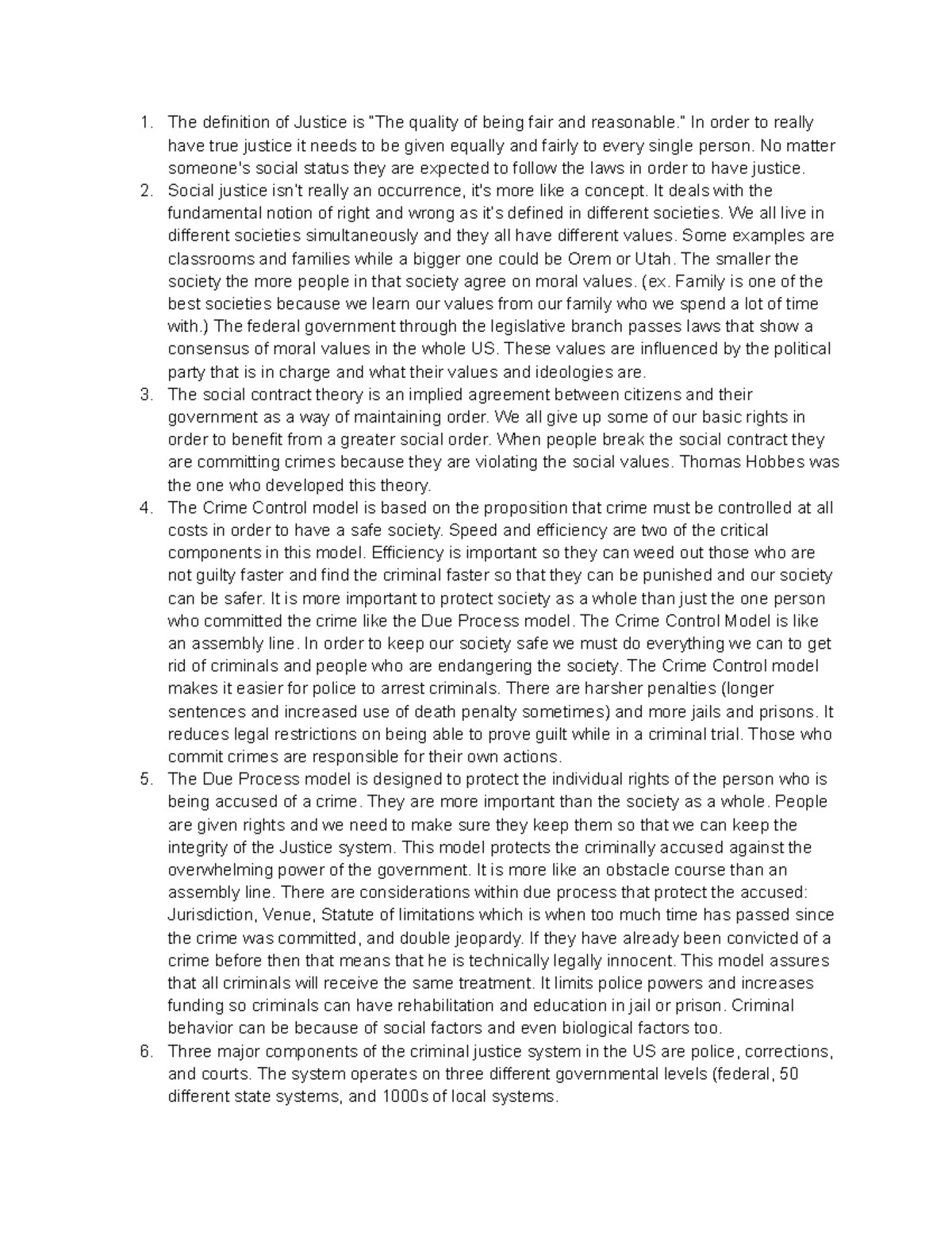 CJ Chapter 2 Reflection: Justice, Crime Control & Due Process - Studocu