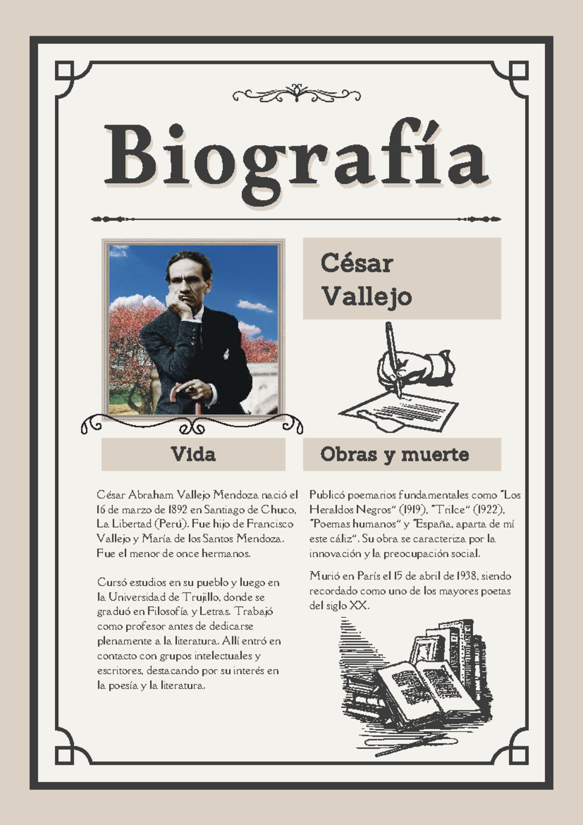 Biografía de César Vallejo: Vida y Obras (2025) - Studocu