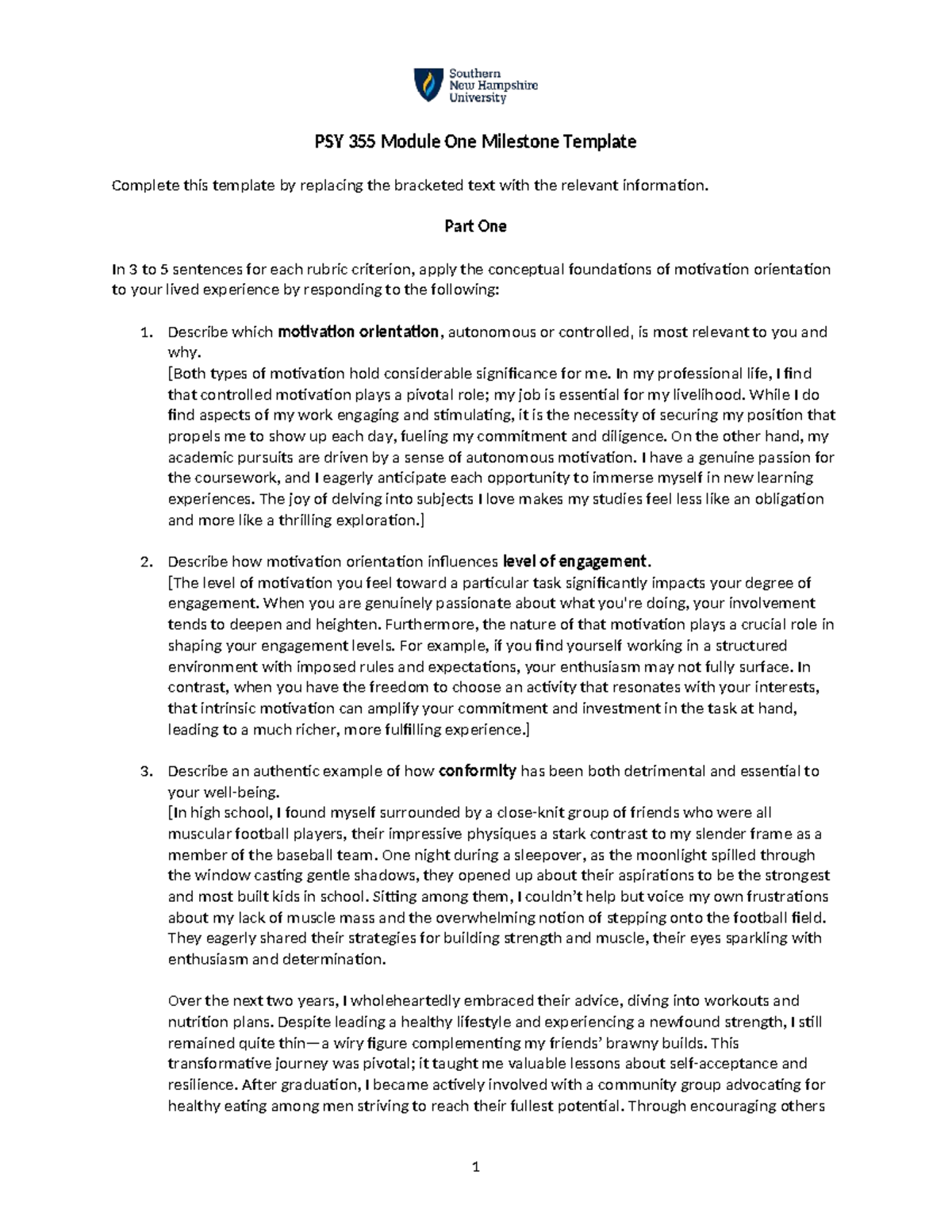 PSY 355 Module One Milestone: Exploring Motivation Orientation - Studocu