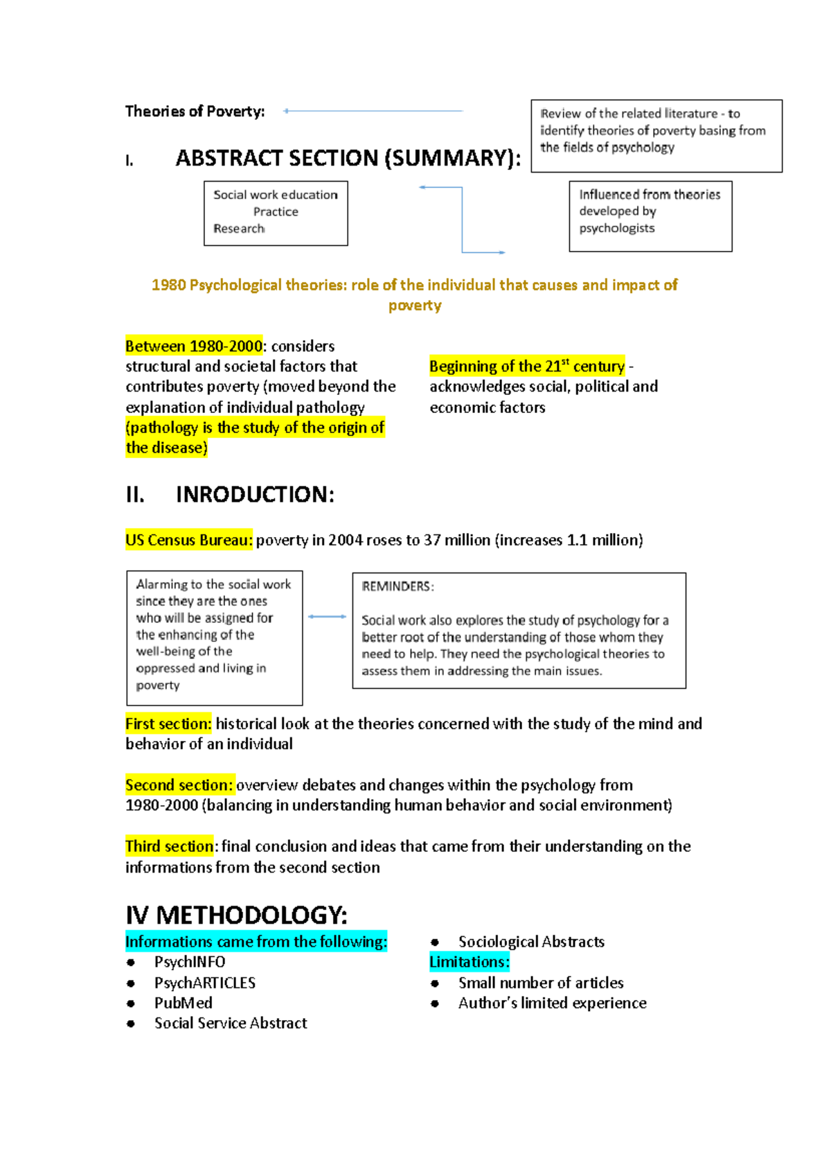 Theories of poverty - Theories of Poverty: I. ABSTRACT SECTION (SUMMARY ...