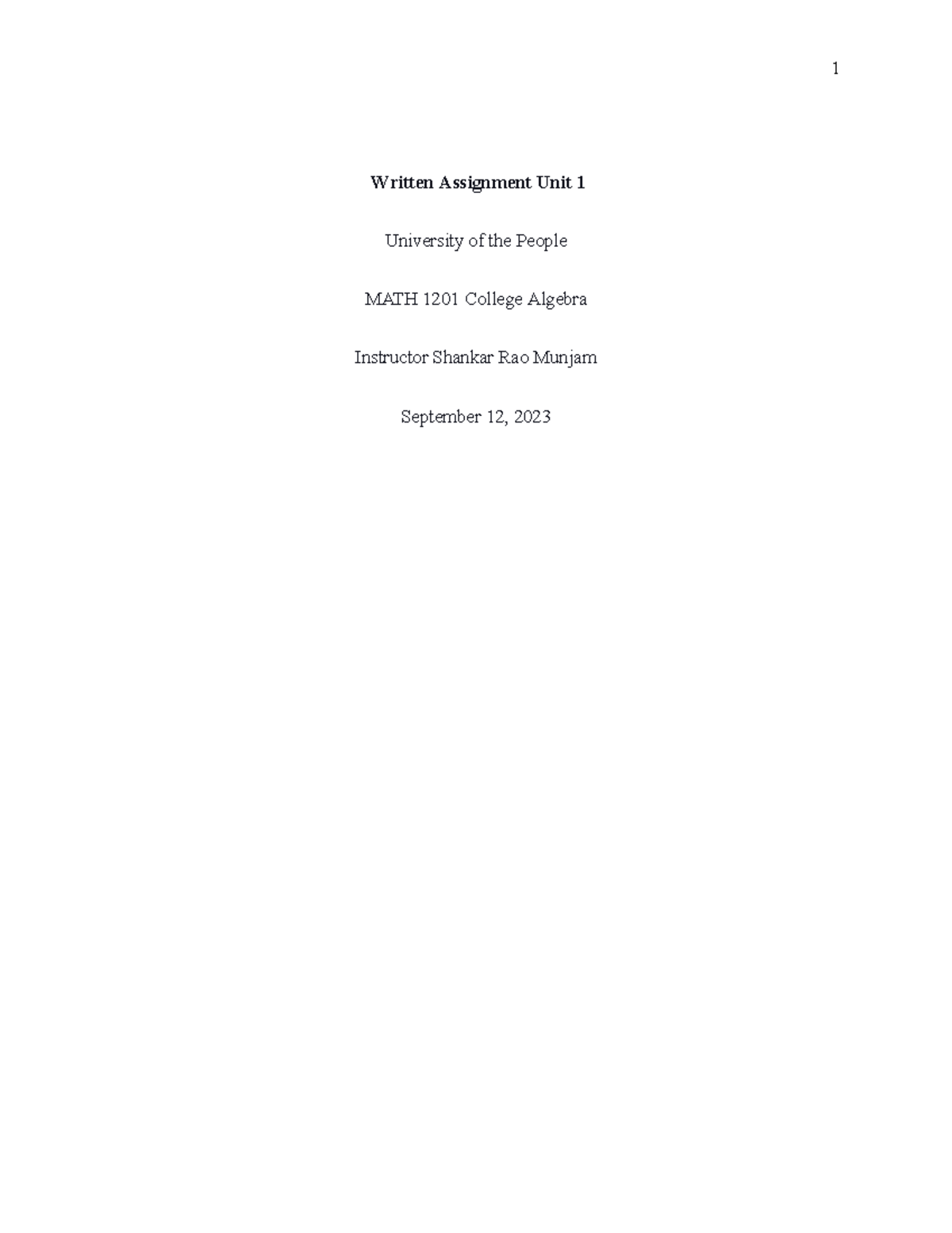 MATH1201 - Unit 1 - Written Assignment: Domain and Cost Functions ...