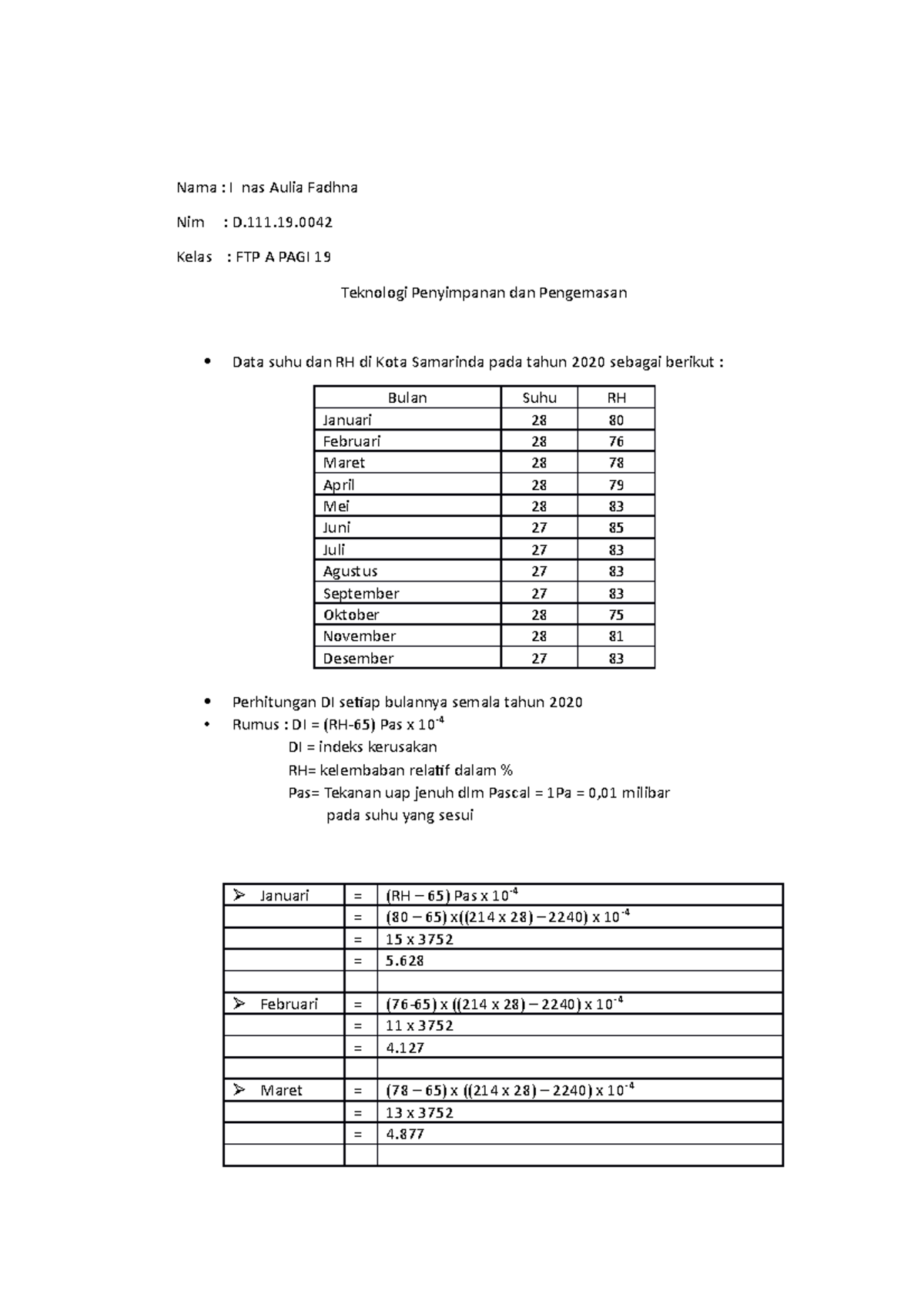 Tugas 3 - Perhitungan Indeks Kerusakan Suhu dan RH Kota Samarinda - Studocu