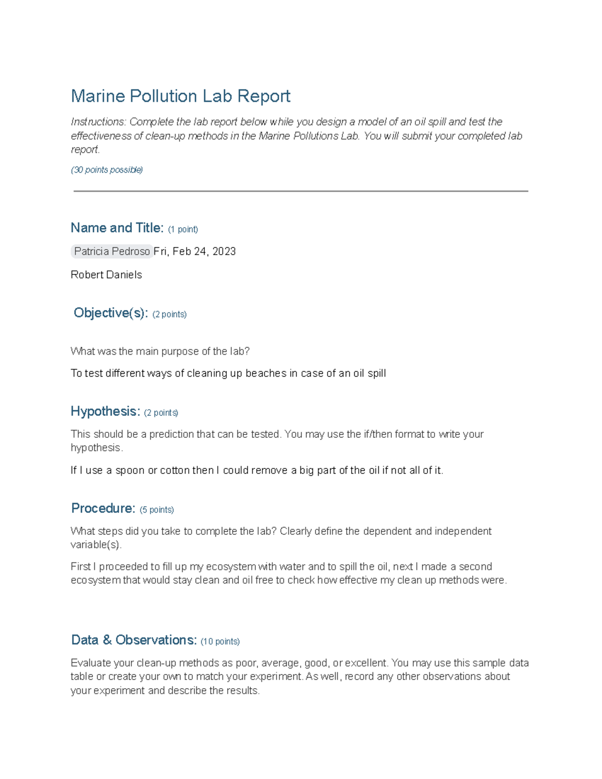 Marine Pollution - hystor - Marine Pollution Lab Report Instructions ...