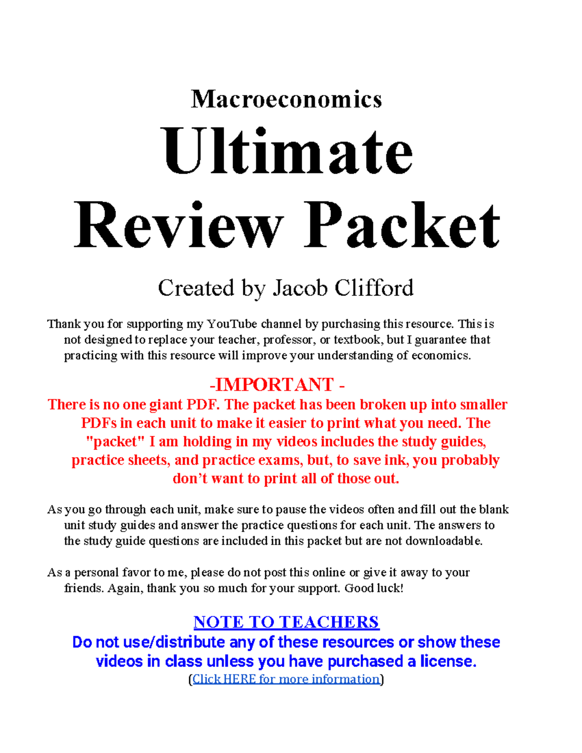 Macroeconomics Ultimate Review Packet - URP - Studocu