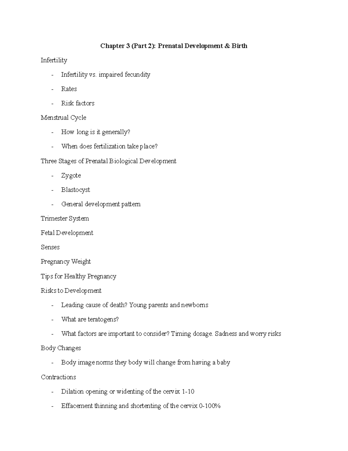 Chapter 3: Prenatal Development & Childbirth Overview (PSY 202) - Studocu
