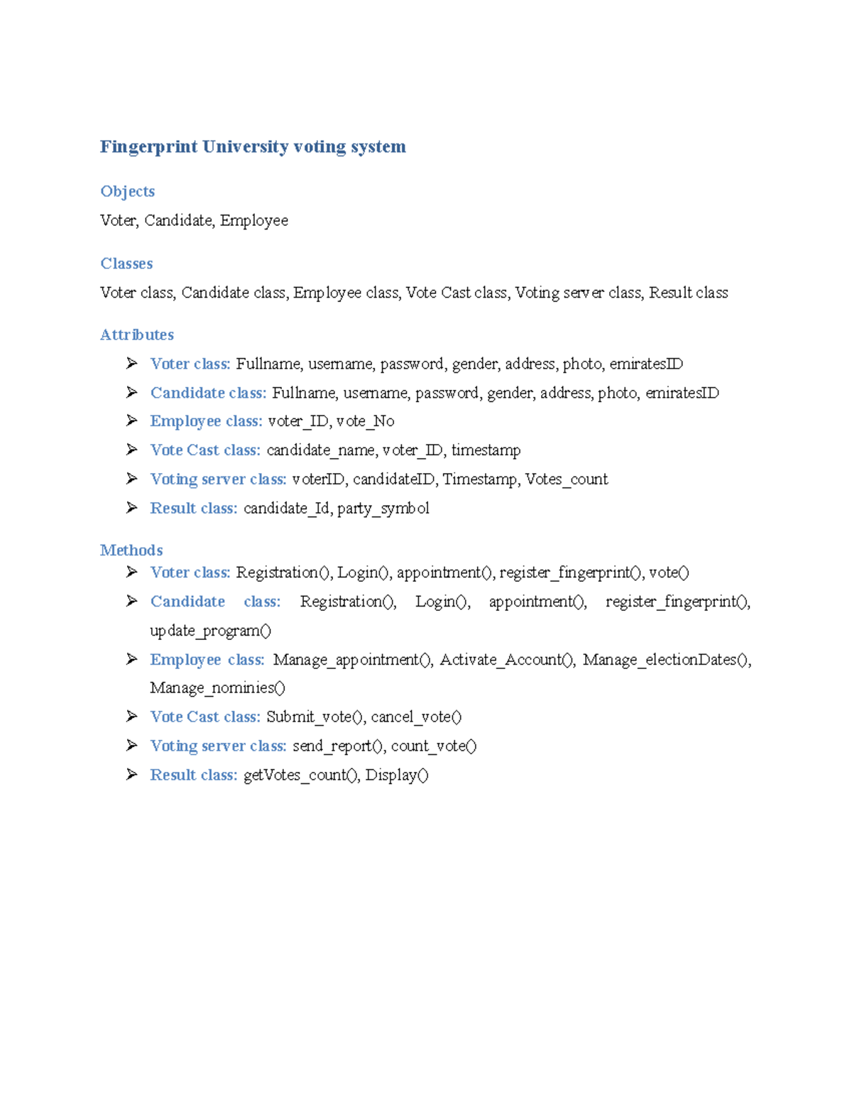 UML diagrams for voting system - Fingerprint University voting system ...