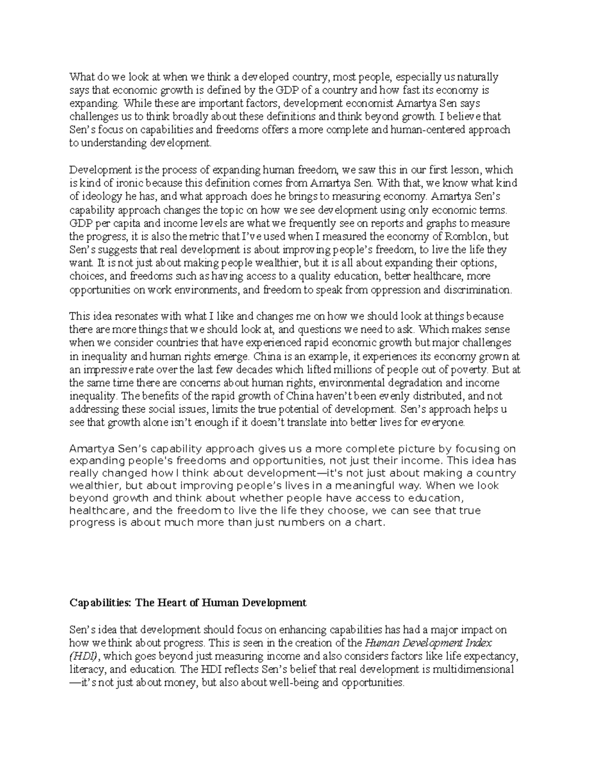 What is development - What do we look at when we think a developed ...