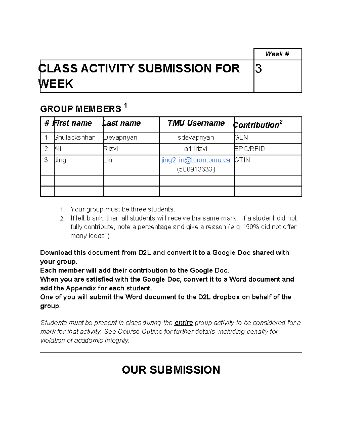 RMG301 F24 - Week 3 Class Activity Submission and Notes - Studocu