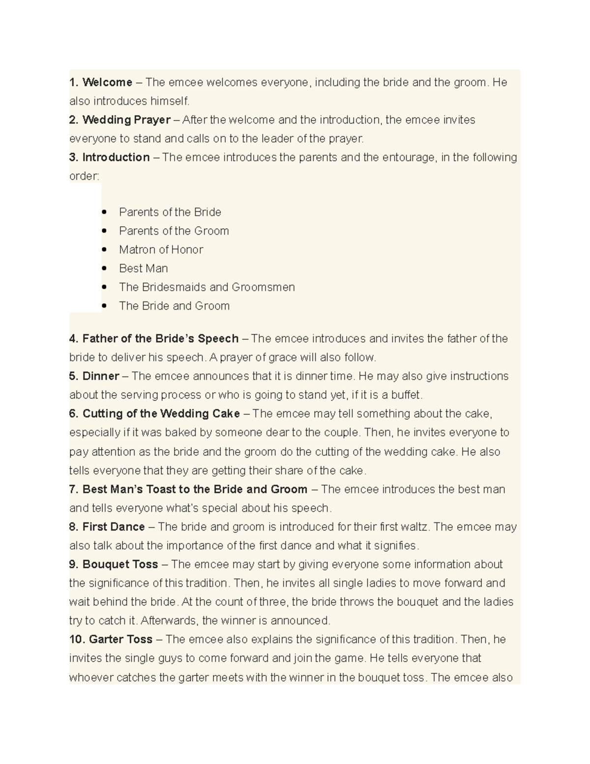 Wedding entourage introduction script | Beachweddingtips.com