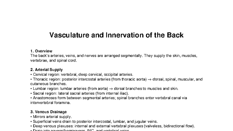 Back Vasculature and Innervation Overview: Arteries, Veins, Nerves ...