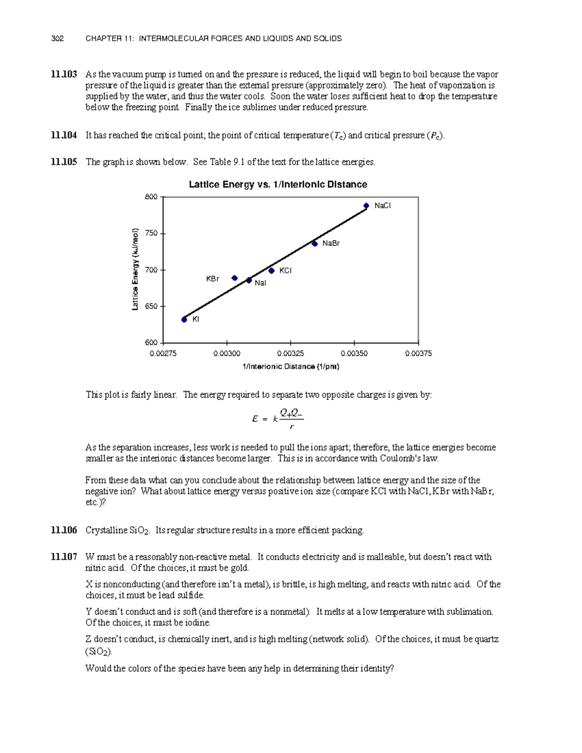 302 CHAPTER 11: Intermolecular Forces, Liquids & Solids - Solutions ...