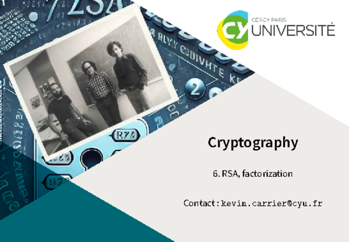 CM6 RSA - Public Key Encryption and Modular Algebra Overview - Studocu