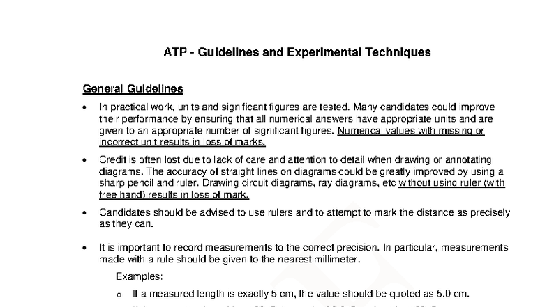 ATP Guidelines for Experimental Techniques: Essential Physics Notes ...