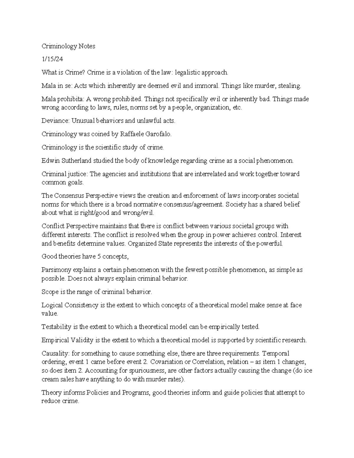 Criminology Notes: Understanding Crime, Theories, and Victimology - Studocu