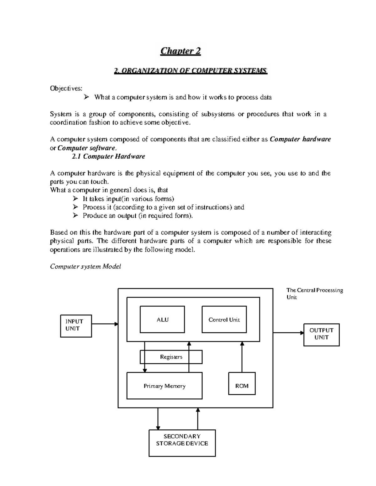 UU Chapter 2 - Organization of Computer Systems: Hardware & Software ...